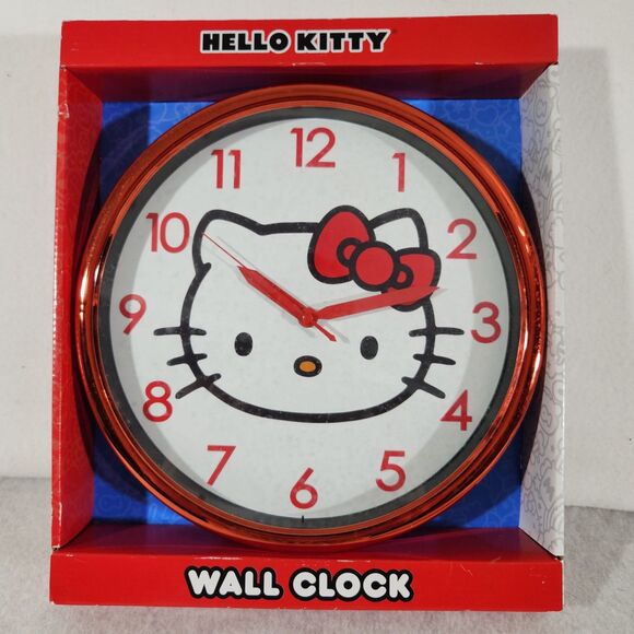 Hello Kitty | Toys | Clock Hello Kitty Face Wall By Sanrio Red Colorway ...